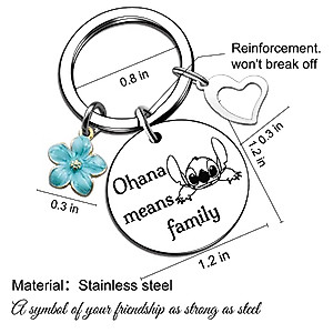 Ibiwe Li lo and sti tch gifts for girls women ohana means family sti tch stuff Womens Stocking Stuffers for Her Teen Girl Cute Keychain