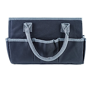 Large Craft Storage Tote Bag with 10 Pockets | Scrapbooking, Sewing, Art Supplies, Organizer Caddy with Handles | Perfect Carrying Case for Travel, School, Medical or Office Supplies | Black