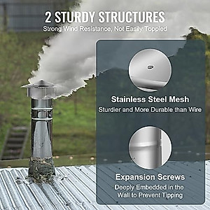 VEVOR Chimney Cap 6 inch All Weather & Reinforced Screws & Easy Installation, for Perfect Insulation Vent Cover Outside, Silver