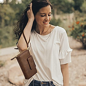 S-ZONE Women Travel Wallets RFID Blocking Leather Wristlet Clutch Crossbody Purse Passport Document Credit Card Holder