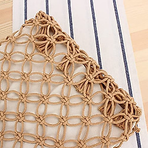 JBR Straw Crossbody Bag Cotton Rope Leisure Beach Bag Fishing Net Handbag Woven Shoulder Bag for Women Girls Purse, Khaki