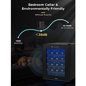 Flyseago Wine Cooler 20 Bottles Eco Friendly Smart Control Wine Cellar with Digital Display Under Counter No Assembly Freestanding Wine Refrigerator Double Glass Door for Bar, Kitchen, Hotel, Rv¡­