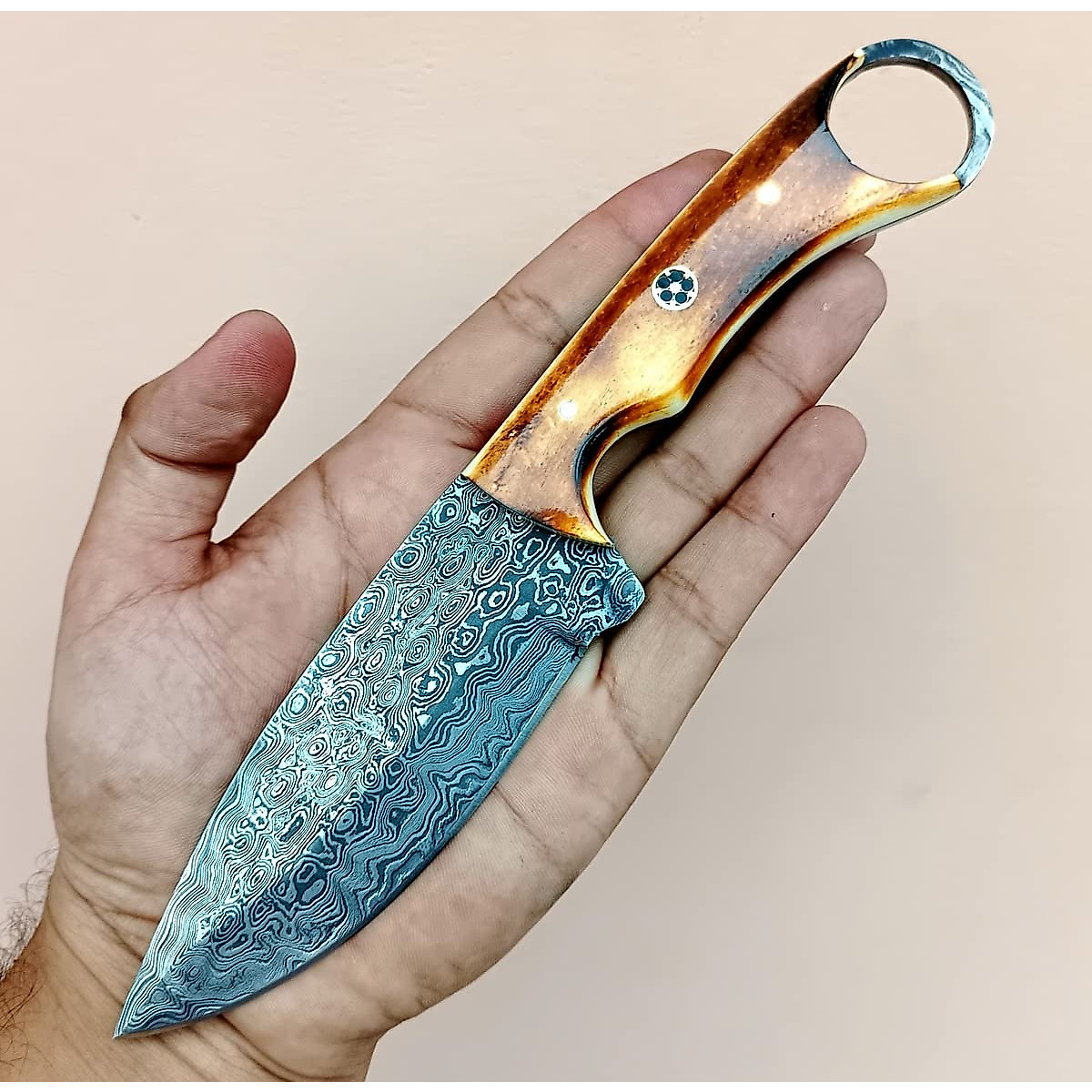 Unique Blades Damascus knife, Hunting knife with sheath, fixed blade Camping knife, Skinner knife, Hand Made Knives