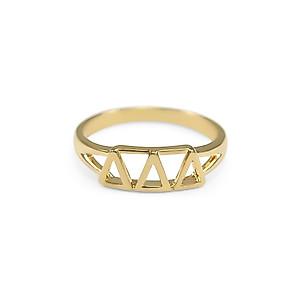 The Collegiate Standard Delta Delta Delta 14k Gold Plated Sorority Ring with Greek letters