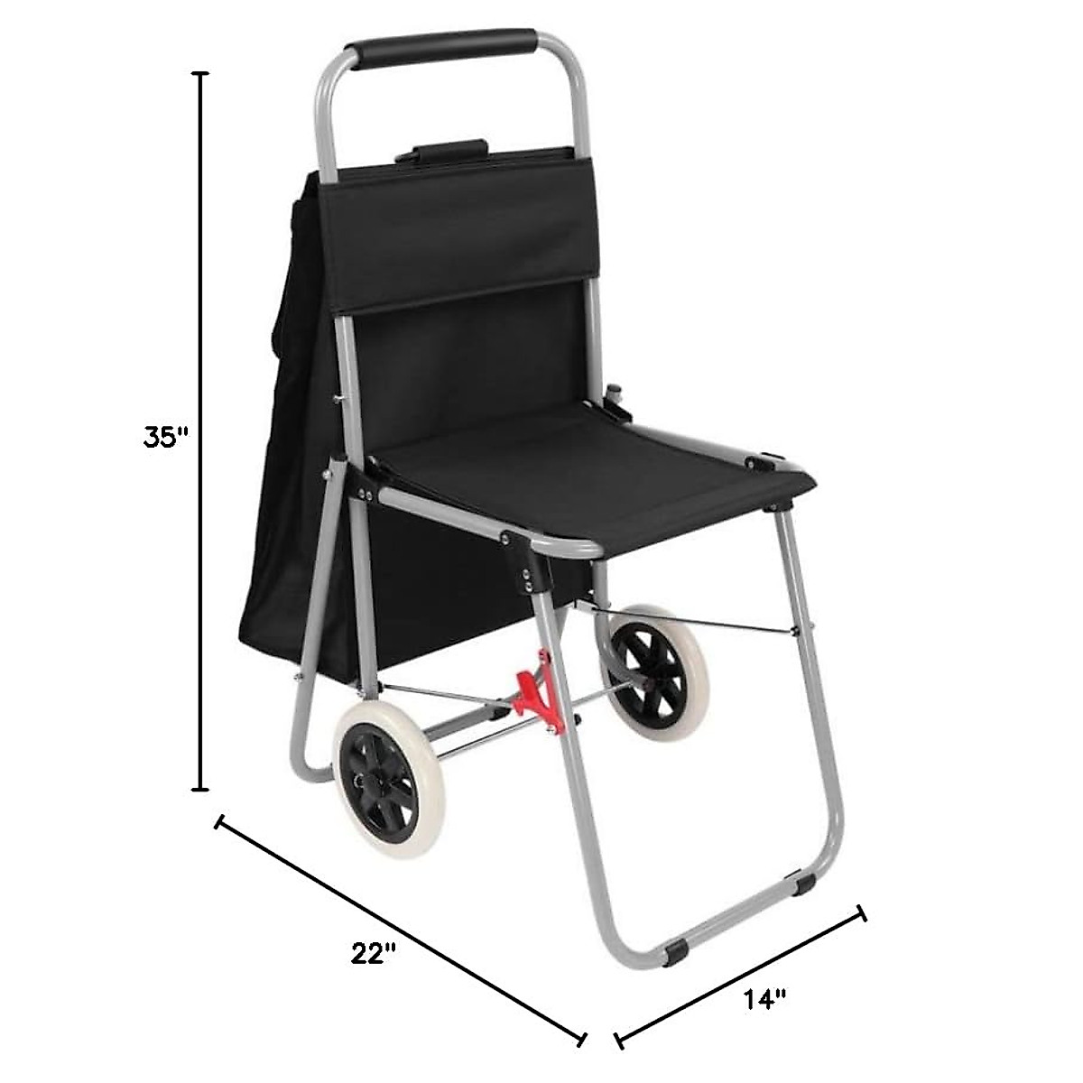 The ArtComber Folding Big Wheeled Portable Rolling Chair/Art Cart with Storage - Black