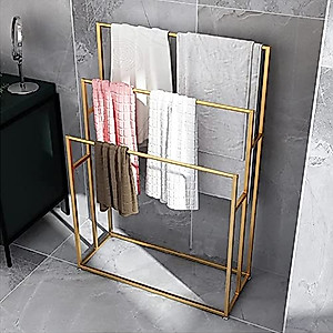 MOLIH Large Size Standing Towel Rack for Bathroom, Organizer Storage Blanket Floor Rack Pool Outdoor 3 Tier Metal Towel Holder Drying Rack