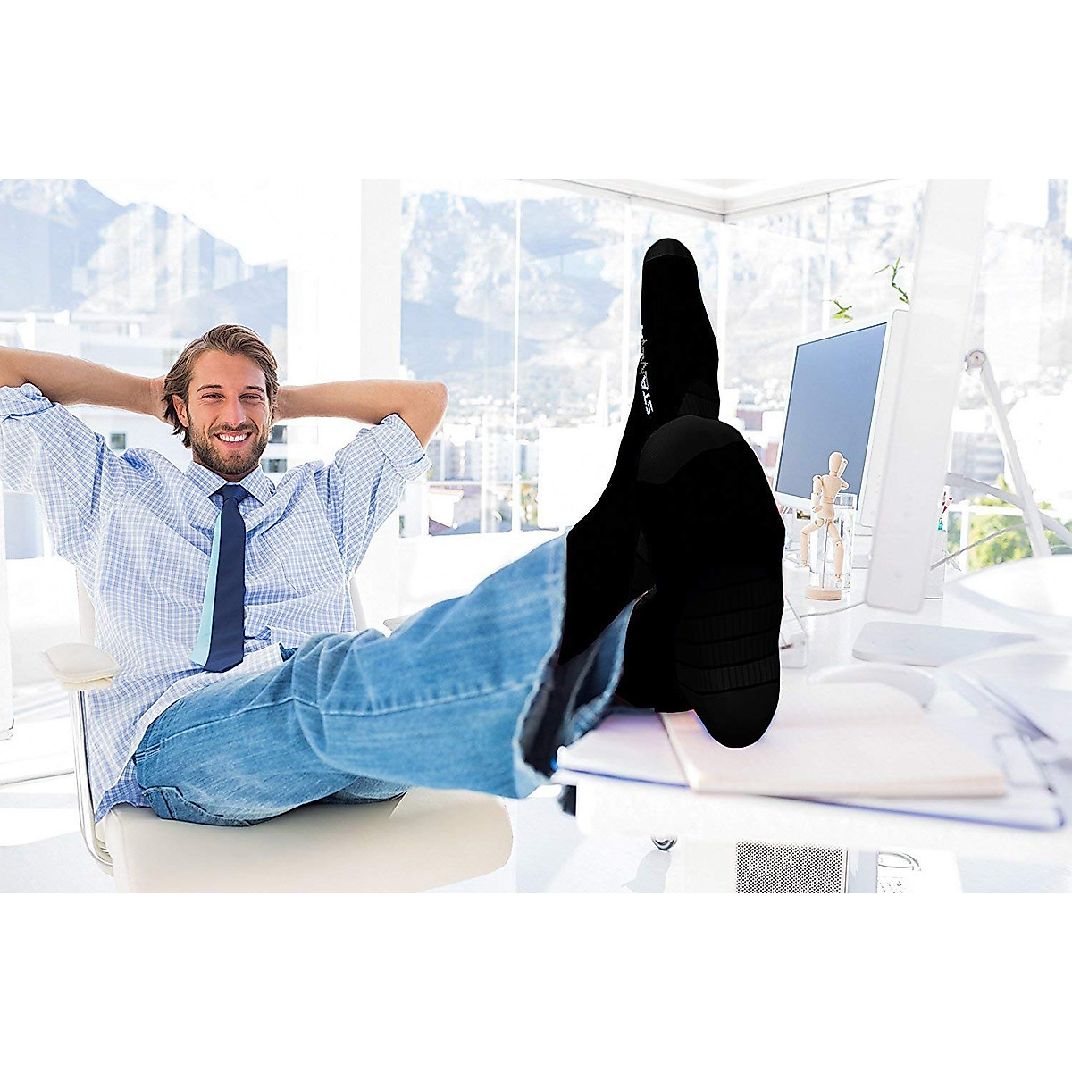 Physix Gear Compression Socks - Best Men & Womens Compression Socks for Circulation, Running, Nurses, Athletic Use Sock Compression, Blood Pressure Socks, Calcetines de Compresion, All, Black, L/XL