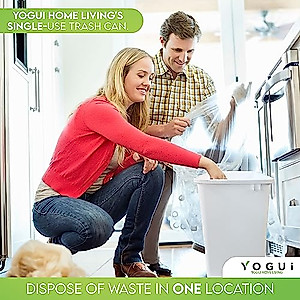 Yogui Home Living Plastic Trash Can - 35-Quart (9-Gallon) - Indoor Garbage Bin for Kitchen, Home, Office and Commercial Use - Large Waste Disposal Tub, Plastic Waste Container- White.