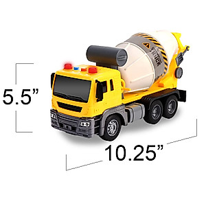 ArtCreativity Light Up Cement Truck, Cement Mixer Toy Truck with Lights, Sounds, and Rotating Barrel, Push and Go Kids Construction Toys, Construction Vehicle Toys for Boys and Girls Ages 3 and Up
