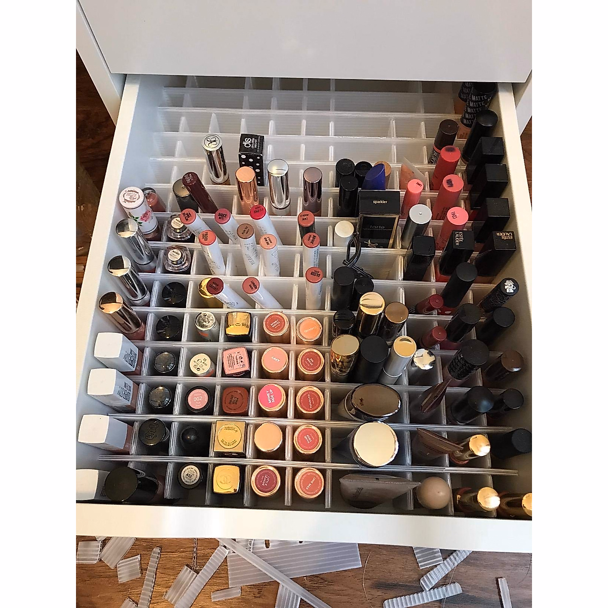 Saim Drawer Organizers,Adjustable Drawer Organizer Dividers,White DIY Plastic Grid Drawer Organizer for Socks, Underwear, Lingerie, Makeup, Kitchen, Dresser - 6 Pcs