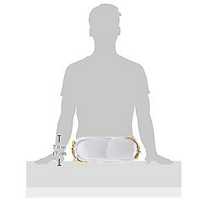Elegance Golden Vine Hammered Stainless Steel Oval Tray, 15.25 by 5.75-Inch, Silver/Gold