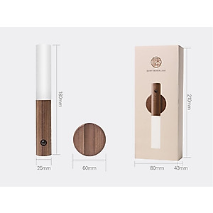 HIREATH Mini Wireless Portable LED Motion Sensor Night Light,Large Battery Rechargeable,Wood Stick Torch Magnet Light for Stairway, Bedroom, Kidsroom, Bathroom, Hallway, Wardobe, Wall, Cabinet