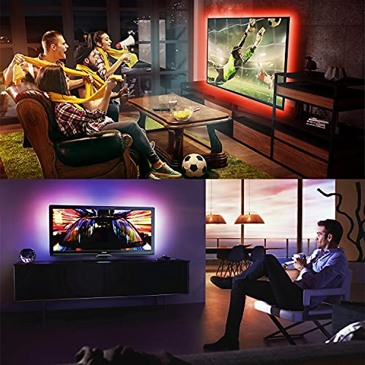 LED Lights for TV 65 Inch, TV LED Backlight, 15ft LED TV Lights for 45-75 Inch, RGB LED Strip Lights with Remote, Bluetooth APP, USB Powered Music Sync TV LED Lights for Bedroom, Gaming Room Decor