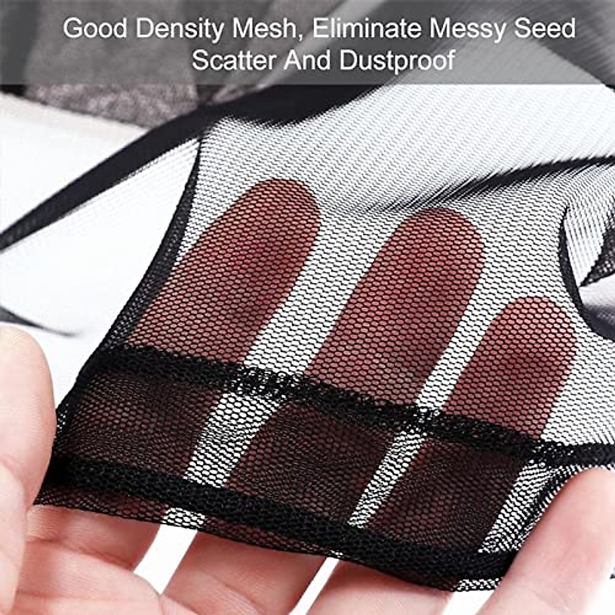 ERDONG Bird Cage Cover, Adjustable Bird Cage Seed Catcher Birdcage Skirt Nylon Mesh Net Guard for Parrot Parakeet Macaw Round Square Cages, Ventilate Dustproof (Black)