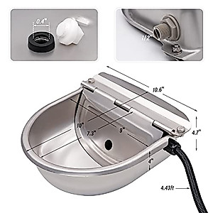 KHEARPSL Automatic Heated Water Bowl Heated Pet Dog Bowl Thermal-Bowl Livestock Water Trough Heated Waterer for Dog Cattle Horse Chicken Pig Goat (Curved Bottom)