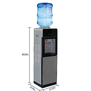 Water Cooler Dispenser 5 Gallon, Top-Loading Hot & Cold Water Cooler for 3 & 5 Gallon Bottles Water Dispenser with Storage Cabinet for Home Office School (Electronic Cooling)