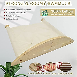 Cat Wall Shelves, Cat Hammock Wall Mounted Shelf with 2 Steps Cat Climbing Shelf and Sisal Cat Rope Scratching Post Cat Wall Furniture Cat Bridge Ladder Wooden Cat Wall Bed up to 20 lbs