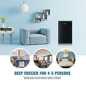 DEMULLER Upright Freezer 3.2 Cu.ft Freezer Single Door Freestanding Mini Freezer with Adjustable Thermostat Small Freezer for Kitchen, Apartment, Basement, Dorm, Black