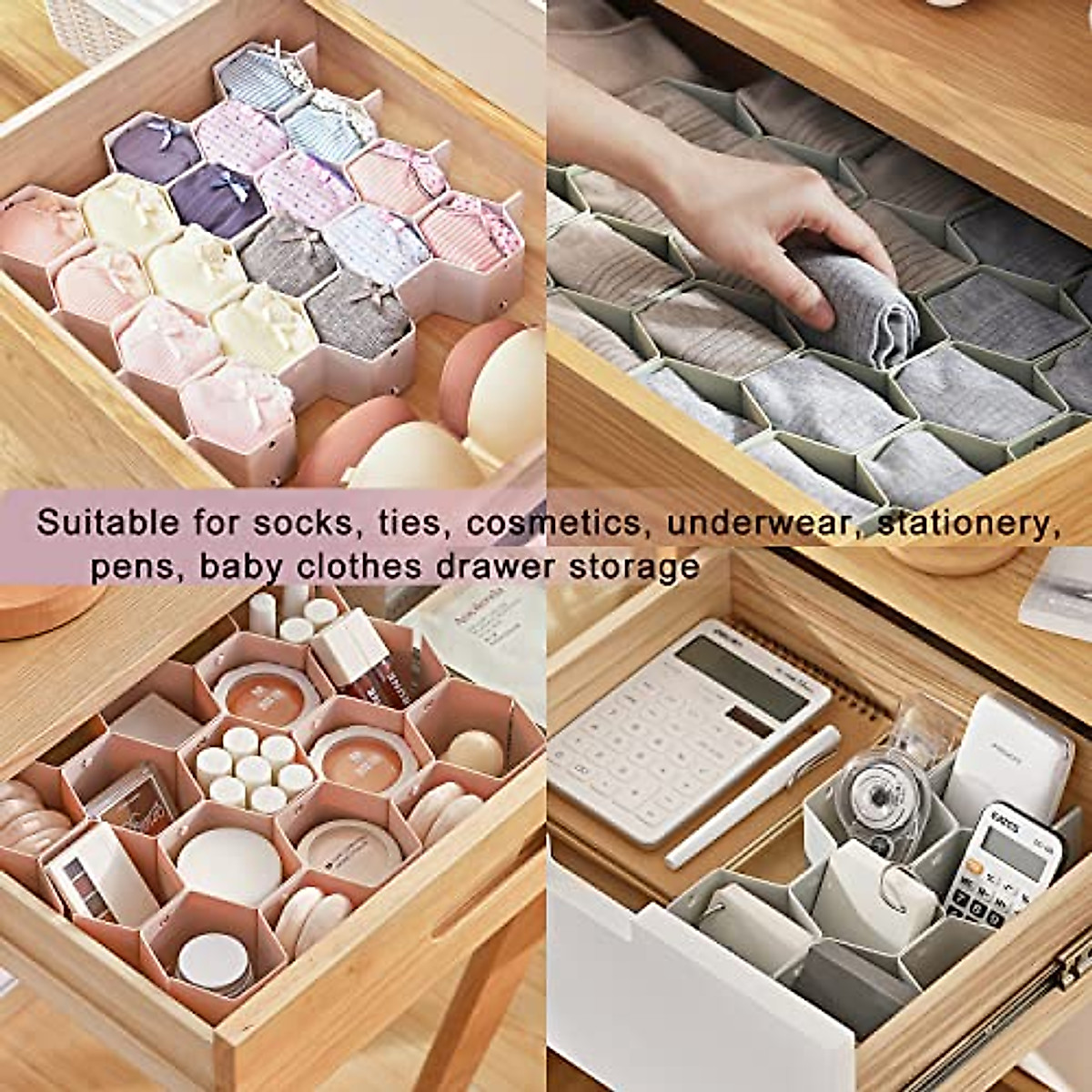 Na.c health 8pcs Closet Drawer Organizer, Honeycomb Drawer Divider Organizer for Socks Dresser Drawers Baby Clothes Underware, Closet Storage Makeup