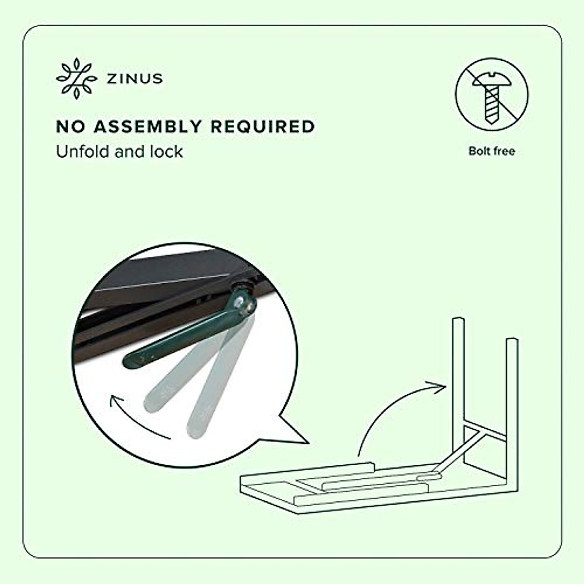 Zinus Mare Folding Desk 55 Inch Computer Workstation Table