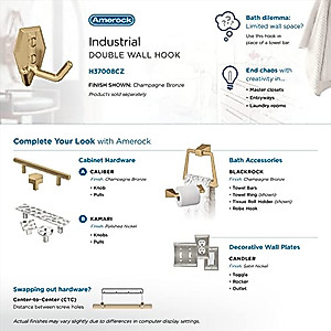 Amerock H37008CZ | Benton Double Prong Decorative Wall Hook | Champagne Bronze Hook for Coats, Hats, Backpacks, Bags | Hooks for Bathroom, Bedroom, Closet, Entryway, Laundry Room, Office