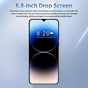 BLACKCYBER i14Ultra Max Unlocked 5G Cellphone Android Smartphone Phone, 8GB RAM, 512GB ROM 1TB Expandable, 6.8 "FHD 120Hz Screen 6000mAh Battery, Dual Sim Card, 48+13MP Camera Dual Sim Card (Purple)