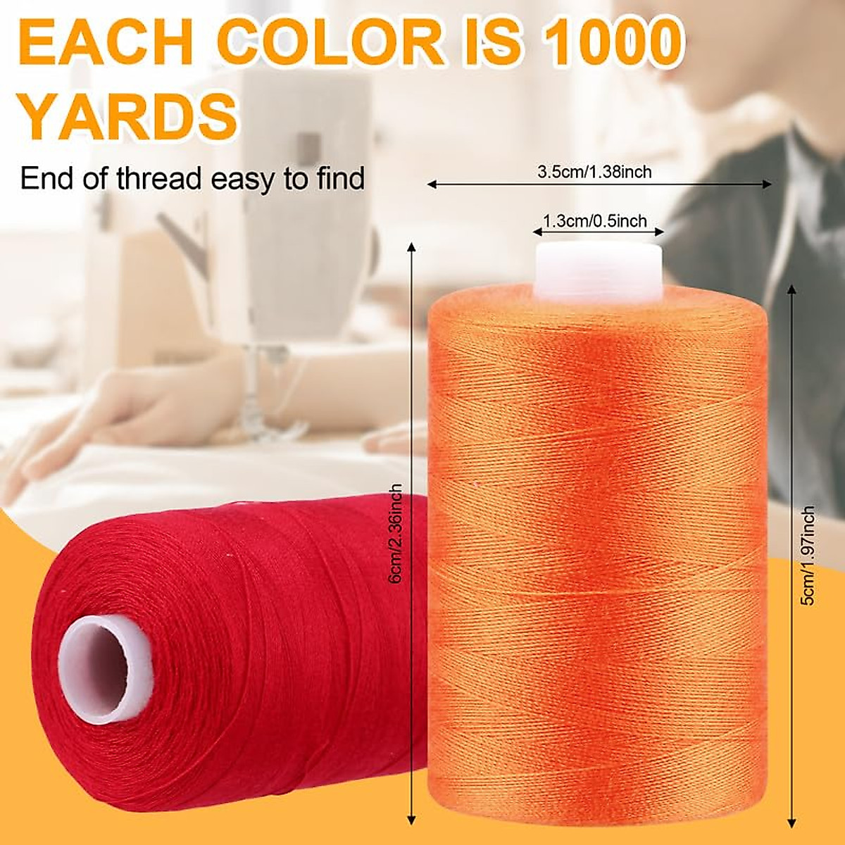 Timgle All Purpose Sewing Thread 96 Spools of Thread Assorted 1000 Yards Polyester Threads for Sewing Handy Polyester Sewing Threads for Sewing Machine Embroidery