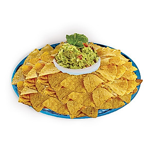 WunderfulThings Chip Dip Bowl Chips & Salsa Dish All-in-One JUMBO Serving Bowl for Chips and Dip - Shatter Resistant Embossed Melamine (hard plastic resin)