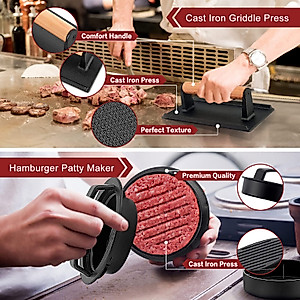 Griddle Accessories Kit, Leonyo 21Pcs BBQ Flat Top Grill Accessories Outdoor, Camping Stainless Steel Metal Spatulas Tool Set with 12" Basting Cover, Bacon Press, Burger Patty Maker, Meat Tenderizer