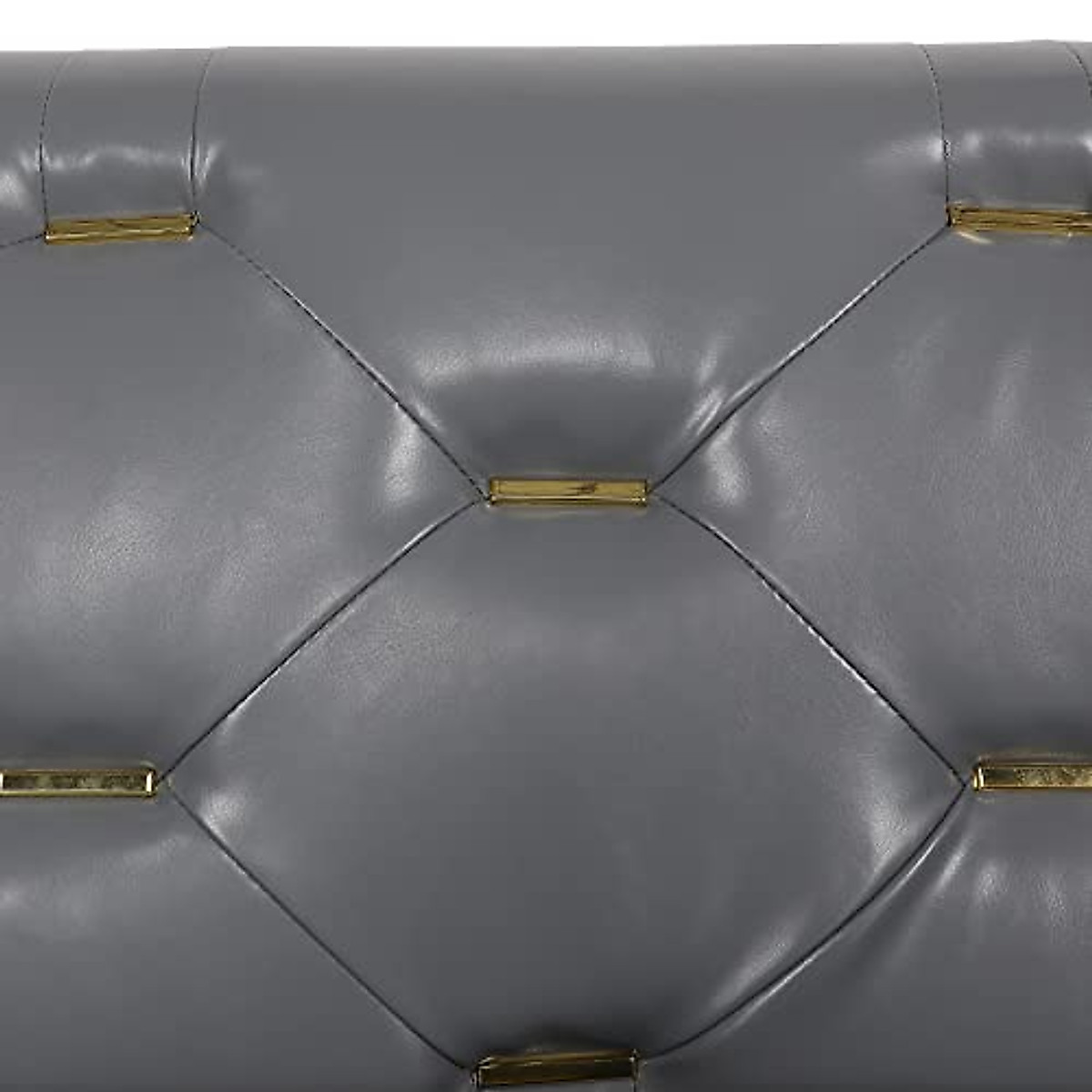 QHITTY Chesterfield Sofa, 84'' Modern 3 Seater Accent Leather Couch with Square Arms and Metal Tufted Button, Metal Legs for Living Room, Office, Bedroom (Grey)…