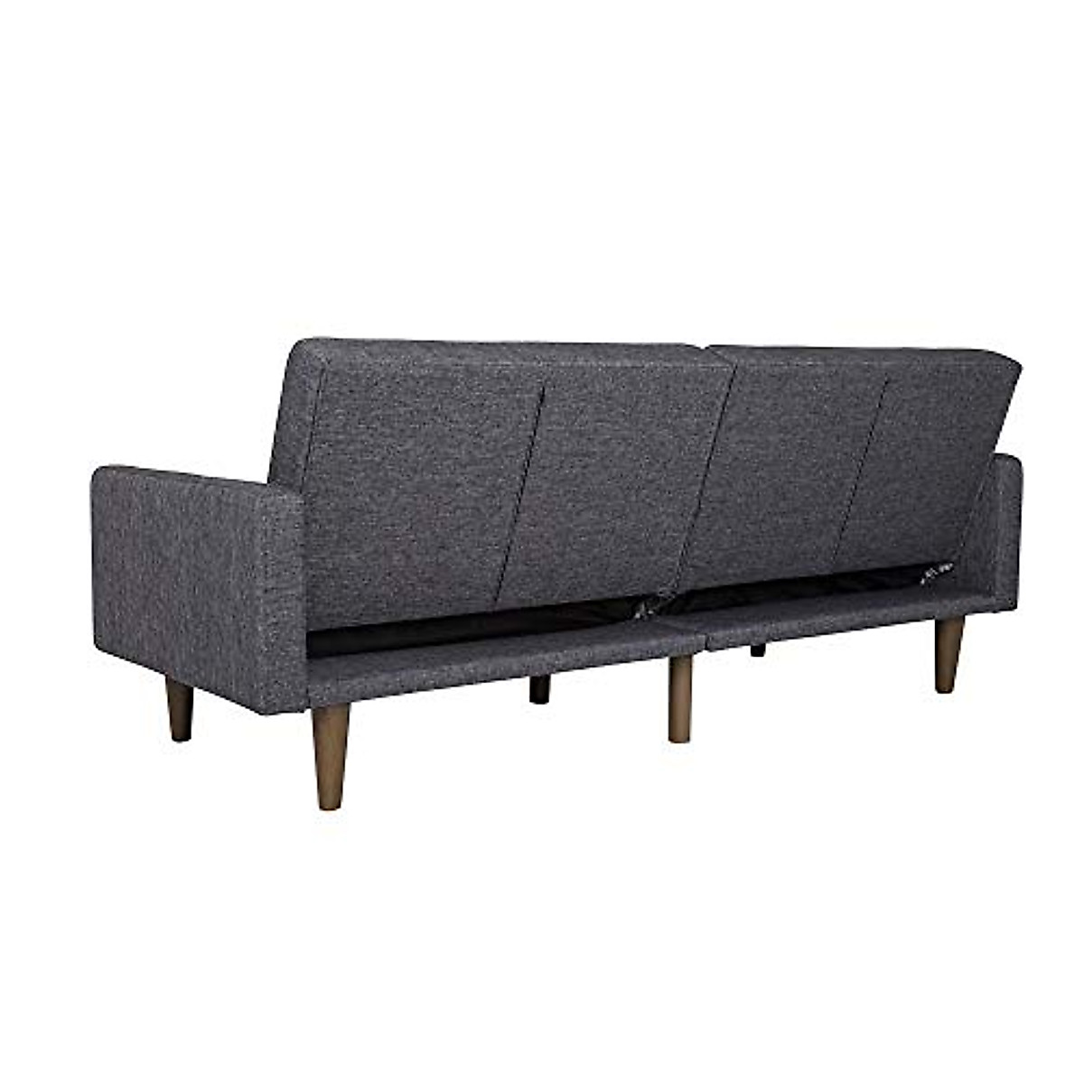 DHP Paxson Convertible Futon Couch Bed with Linen Upholstery and Wood Legs - Grey, Twin
