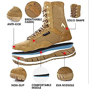 PAVEHAWK Men's 8 inch Tactical Boots Outdoor Casual Lightweight Coyote Military Boots for Hiking Work Combat