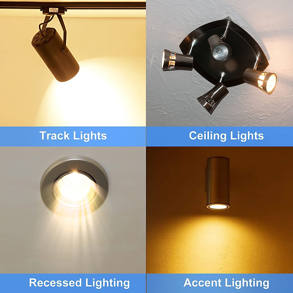 ETUOLMP MR16 Halogen Bulb 20W 12V, Durable 6 Packs High Output Halogen Light Bulbs 2 pin GU5.3 Base for Landscape Lights, Track Lights, Fiber Optics, Desk Lamps, Dimmable, 2700K Warm White