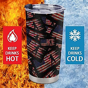 DULAHR Laser Texture American Flag Baseball Tumbler Insulated Stainless Steel Travel Tumbler Car Cup With Lid 20 OZ