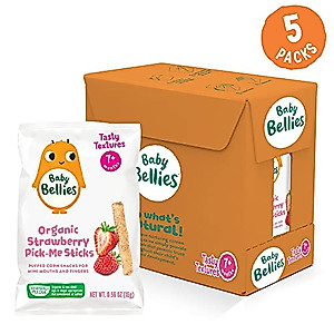 Little Bellies Organic Strawberry Pick-Me Sticks, Baby Snack, (Pack of 5)
