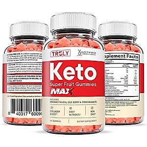 (10 Pack) Truly Keto Super Fruit 448MG Max Gummies Collagen Booster Contains Organic Silica Bamboo Acai Berry with Pomegranate Juice 600 Gummys