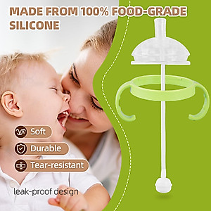 (2-Pack) Sippy Cup Conversion Replacement for Comotomo Baby Bottles | Straw Transition Cup Kit | Silicone Straw Top Bottle Nipple & Weighted Straw | Fits 5 Ounce & 8 Ounce Baby Bottles | for 9+ Months