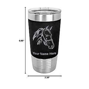 LaserGram 20oz Vacuum Insulated Tumbler Mug, Horse Head 2, Personalized Engraving Included (Faux Leather, Black)