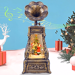 Christmas Snow Globes Musical Snow Globe Water Lantern Swirling Glitter Phonograph with Christmas Tree Kids Snow Globe Lantern Lighted 6H Timer USB Battery Operated Snowglobe Home Christmas Decoration