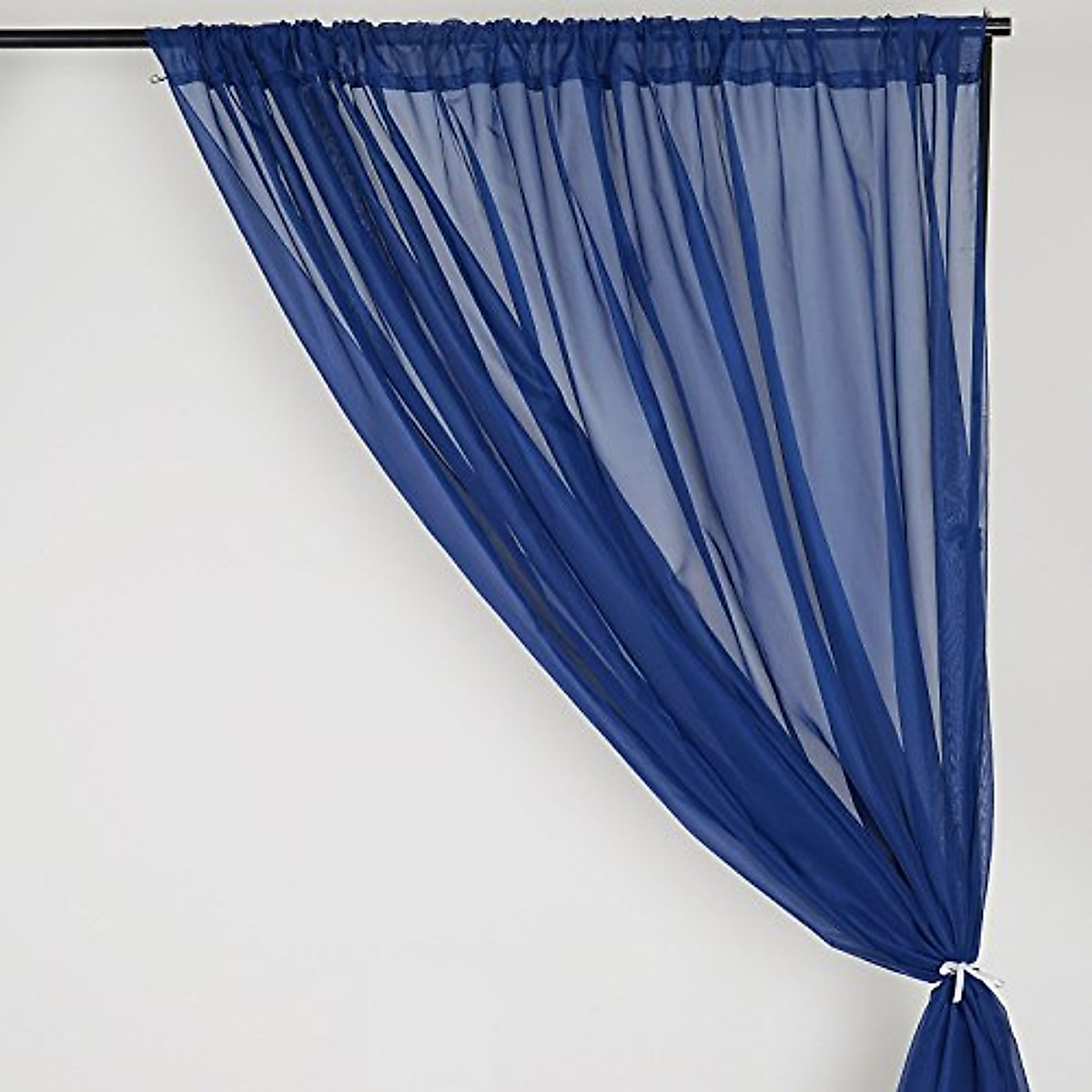 BalsaCircle 10 feet x 10 feet Navy Blue Sheer Voile Backdrop Drapes Curtains 2 Panels 5x10 ft - Wedding Ceremony Home Decorations