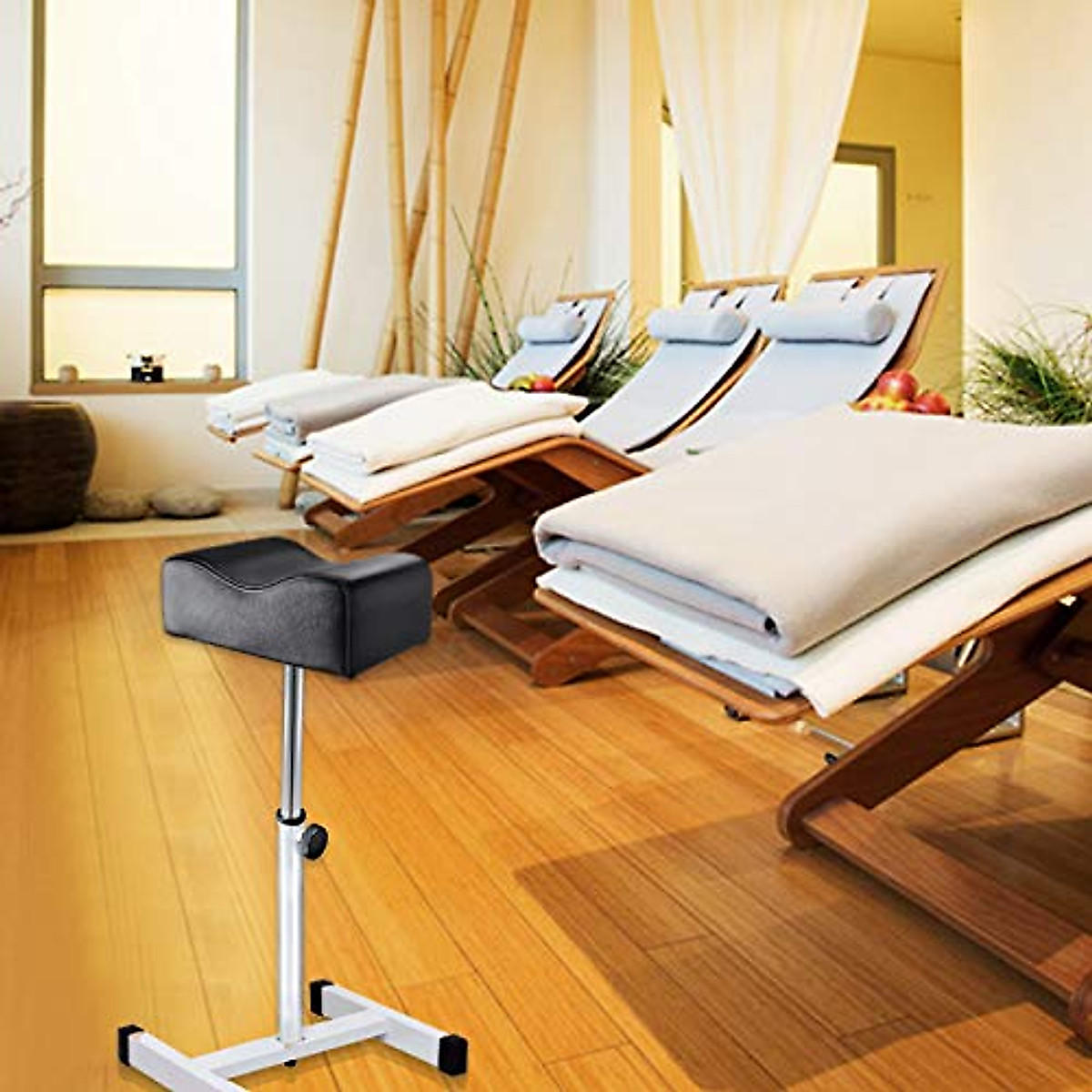 Kalolary Pedicure Manicure Footrest Adjustable Seat Height Technician Nail Equipment Salon Spa (Black)