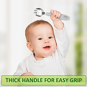 CHILLOUT LIFE Toddler Utensils, Kids Silverware with Silicone Handle, Stainless Steel Metal Toddler Forks and Spoons Safe Baby Cutlery Set for Self Feeding BPA Free Dishwasher Safe