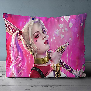 NICHIYOBI Anime Joker Girl X Team Quinn Duvet Cover 3D Bedding Comforter Cover 3 Pcs (1 Duvet Cover +2 Pillowcases) Bedding Set (02,King-104x90in+20x30in*2)