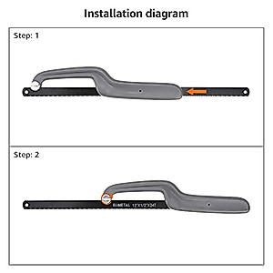 Amazon Basics 3-Piece Aluminum Hacksaw Set with Bi-Metal Hacksaw Blades - 24 TPI (6-inch, 8-inch and 12-inch)