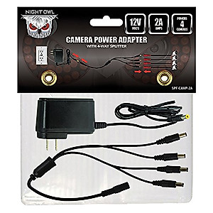 Night Owl Security SPF-CAMP-2A Camera Adapter with 4-Way Power Splitter, Black