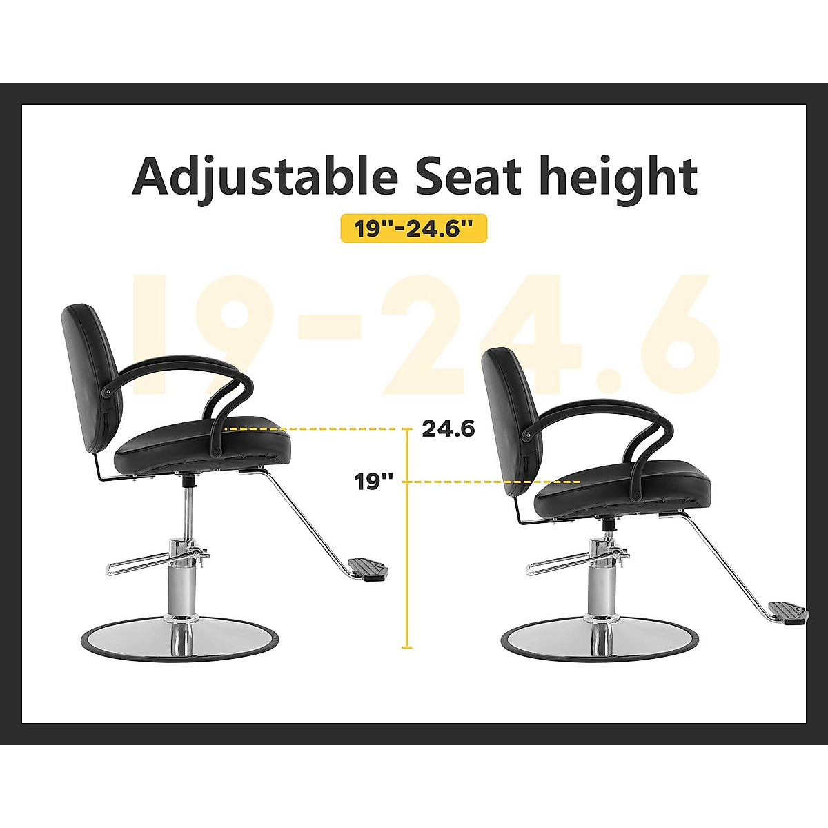 FDW Styling Heavy Duty Pump Adjustable Hydraulic Chair for Hair Stylist Women Man, 20x19x25 Inch (Pack of 1), Black