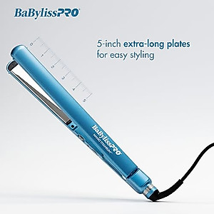 BaBylissPRO Nano Titanium Flat Iron Hair Straightener , 1/2" Ultra- Thin Hair Straightener Iron for Professional Salon Results and All Hair Types