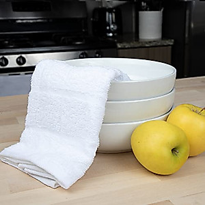 Arkwright Cotton Dishcloths Kitchen Towels Bulk - (Pack of 12) Absorbent Terry Tea Towels, Dish Washing Cloths for Cooking, Drying Dishes, and Cleaning, 15 x 25 in, White