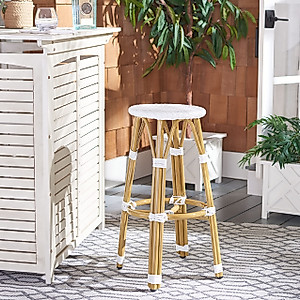 SAFAVIEH PAT4018C Outdoor Collection Kelsey White 30-inch Bar Stool