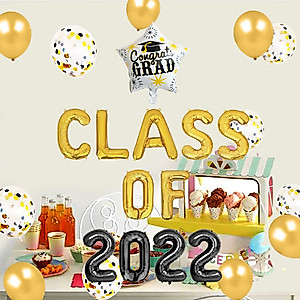 Geloar Class of 2022 Balloons Banner, Class of 2022 Balloons Congratulations Grad Sign Graduate Party Supplies Decoration High School Graduation College Nurse Law School Set of 24 PCS